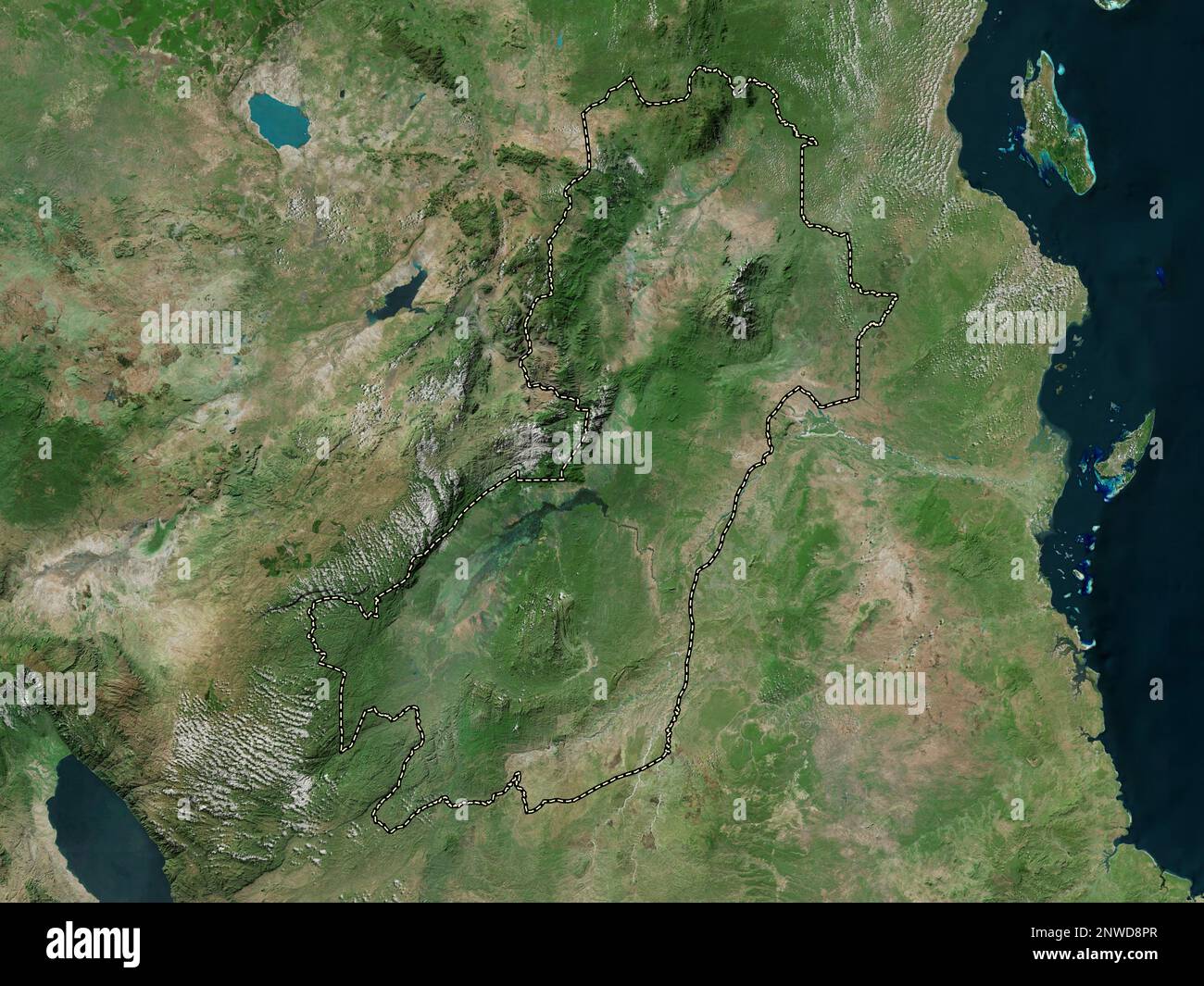 Morogoro, region of Tanzania. High resolution satellite map Stock Photo ...