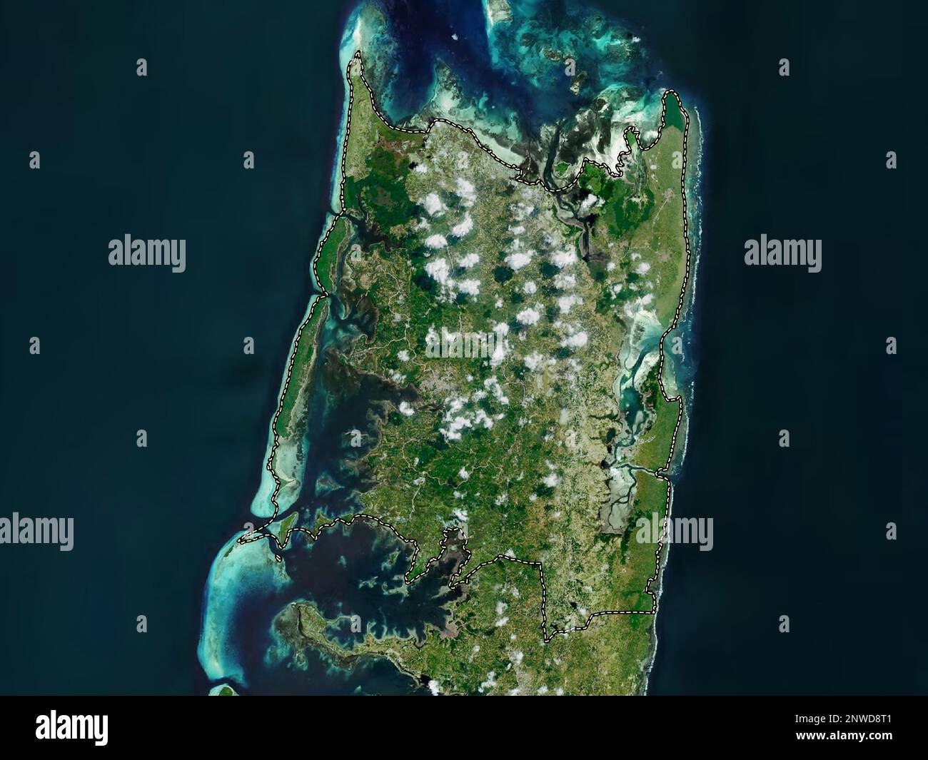 Pemba North, region of Tanzania. High resolution satellite map Stock ...