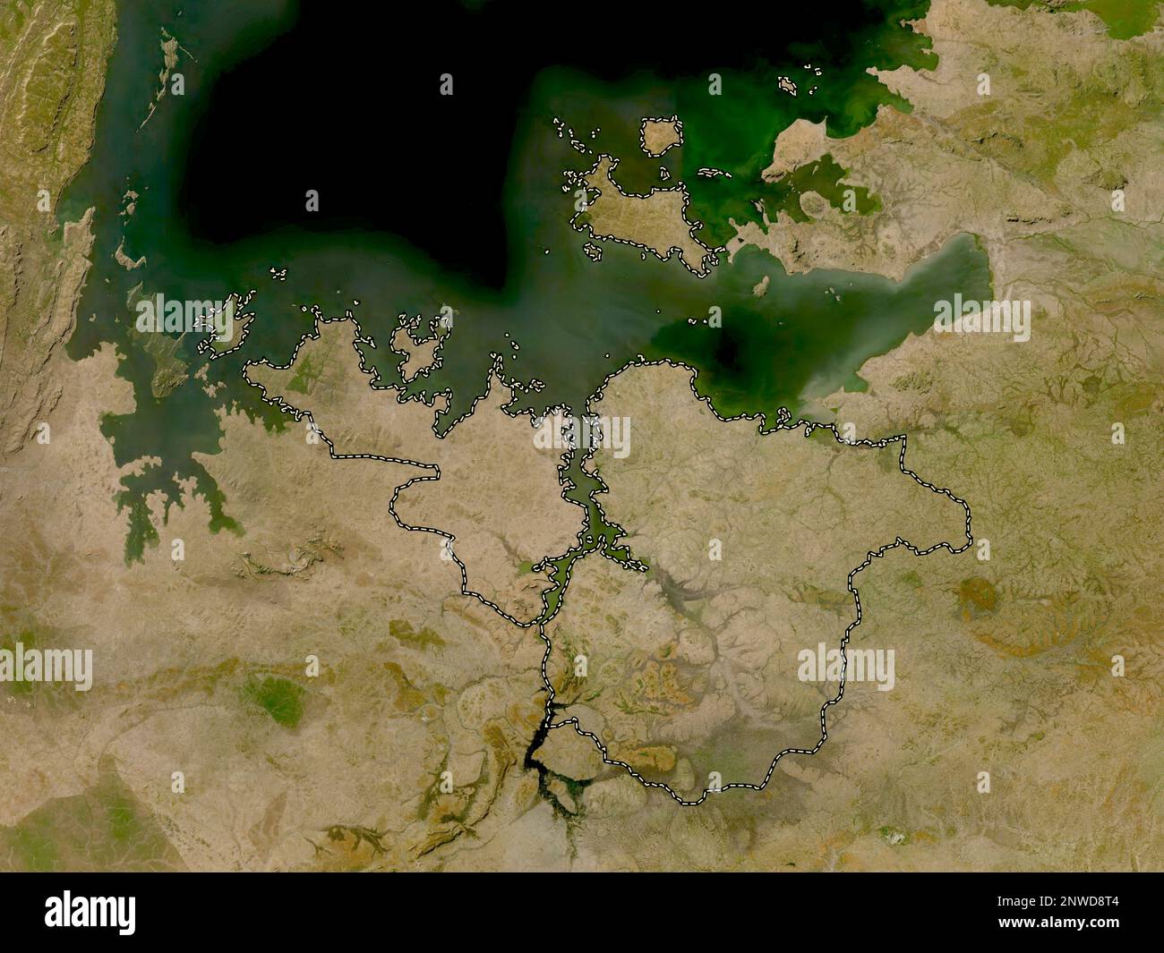 Mwanza, region of Tanzania. Low resolution satellite map Stock Photo ...