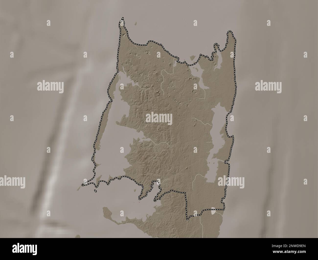 Pemba North, region of Tanzania. Elevation map colored in sepia tones ...