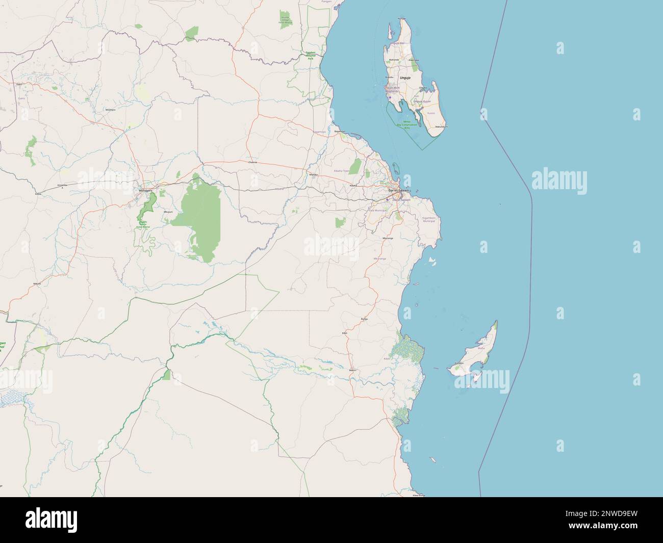 Pwani, region of Tanzania. Open Street Map Stock Photo - Alamy