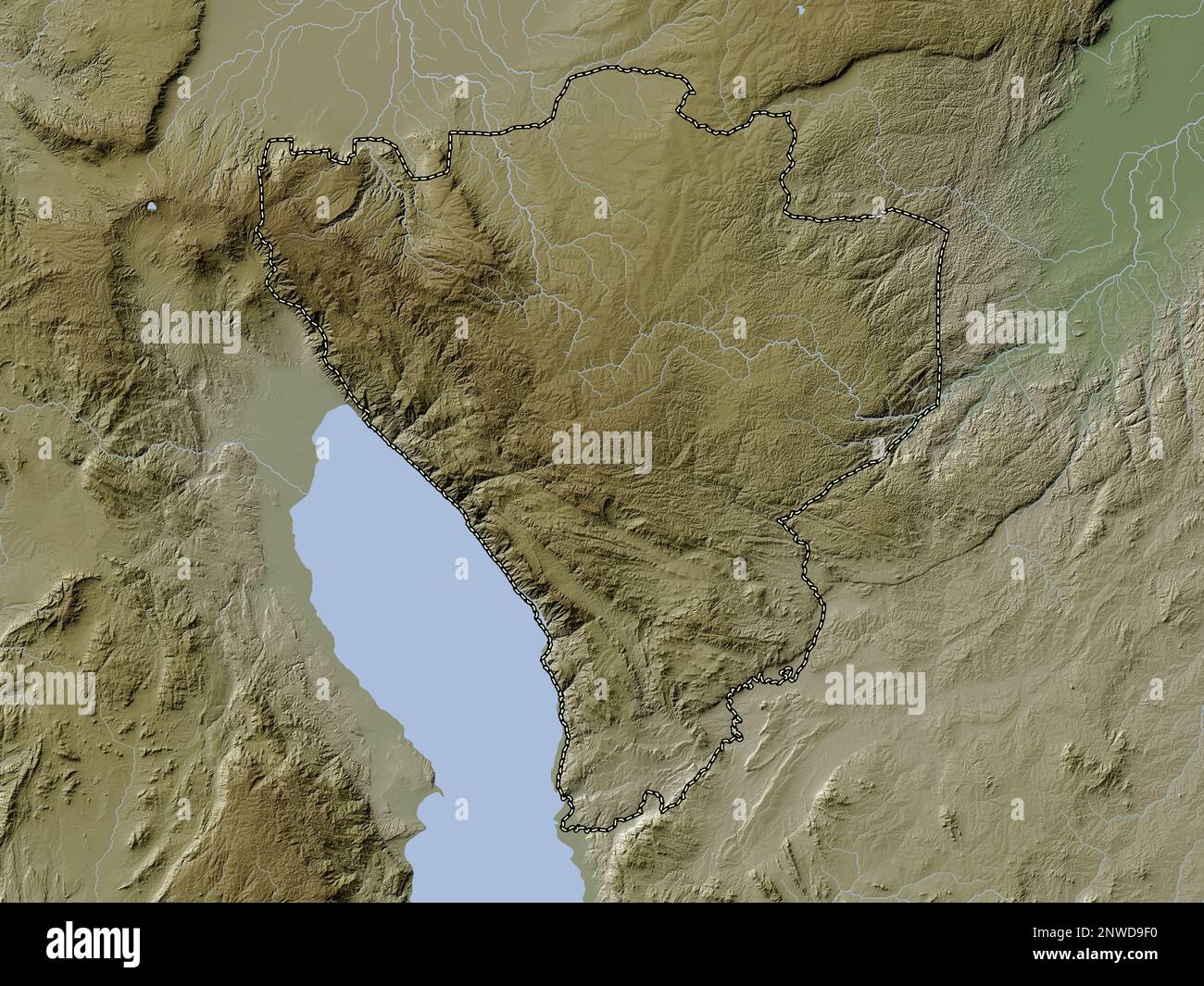 Njombe, region of Tanzania. Elevation map colored in wiki style with ...