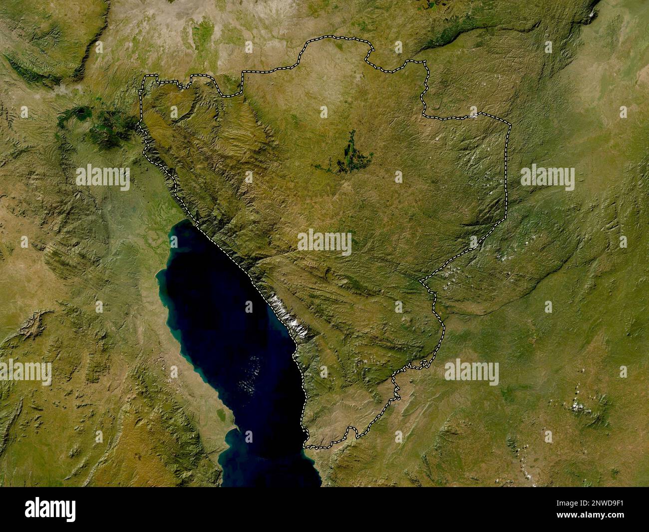 Njombe, region of Tanzania. Low resolution satellite map Stock Photo ...