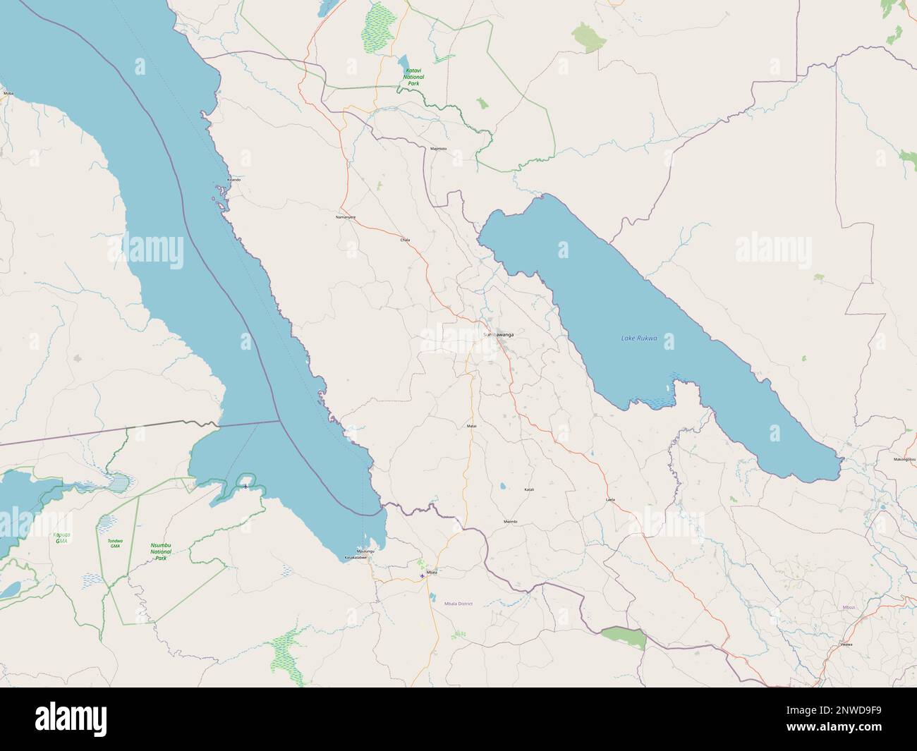 Rukwa, region of Tanzania. Open Street Map Stock Photo - Alamy