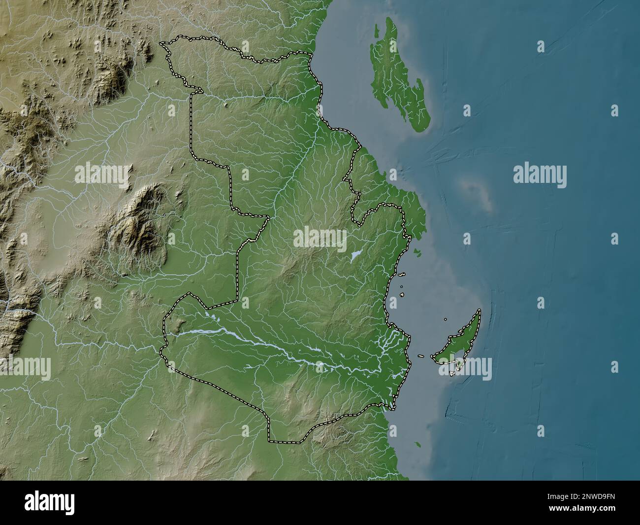 Pwani, region of Tanzania. Elevation map colored in wiki style with ...