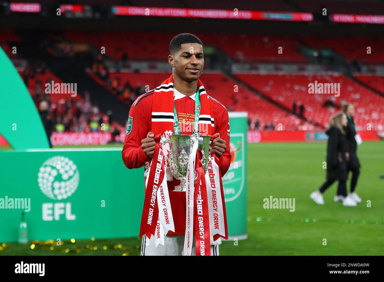 London, UK. 26th Feb, 2023. Marcus Rashford of Manchester Utd with the ...