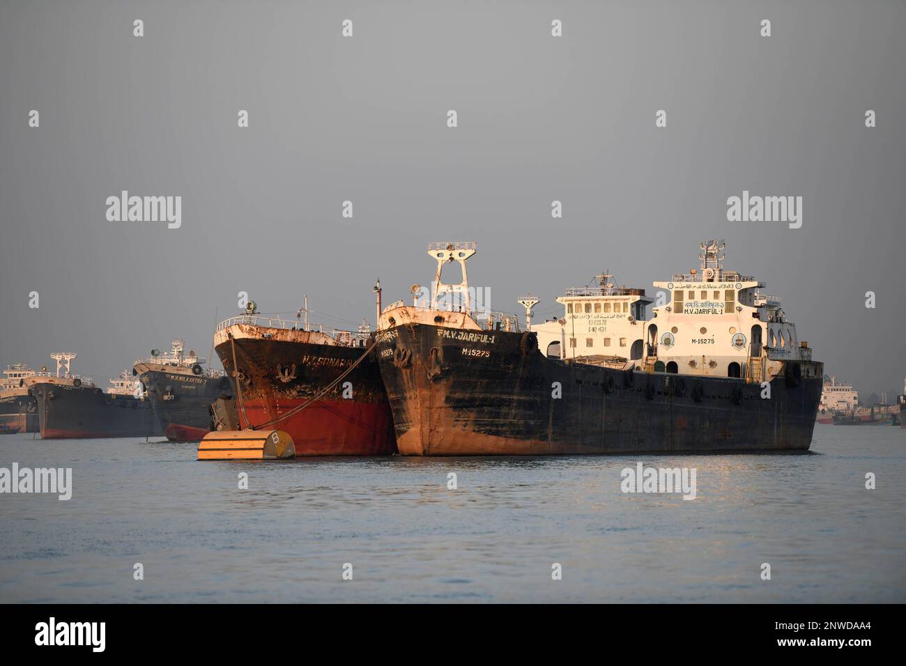 Cargo ship seen anchored on River Karnaphuli in Chittagong Stock Photo ...