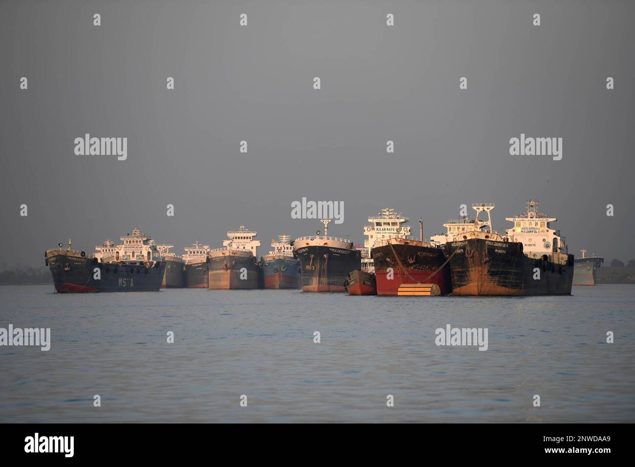 Cargo ship seen anchored on River Karnaphuli in Chittagong Stock Photo ...