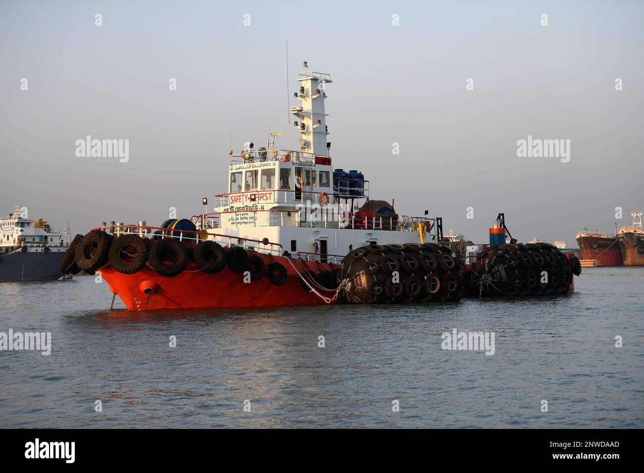 Cargo ship seen anchored on River Karnaphuli in Chittagong Stock Photo ...