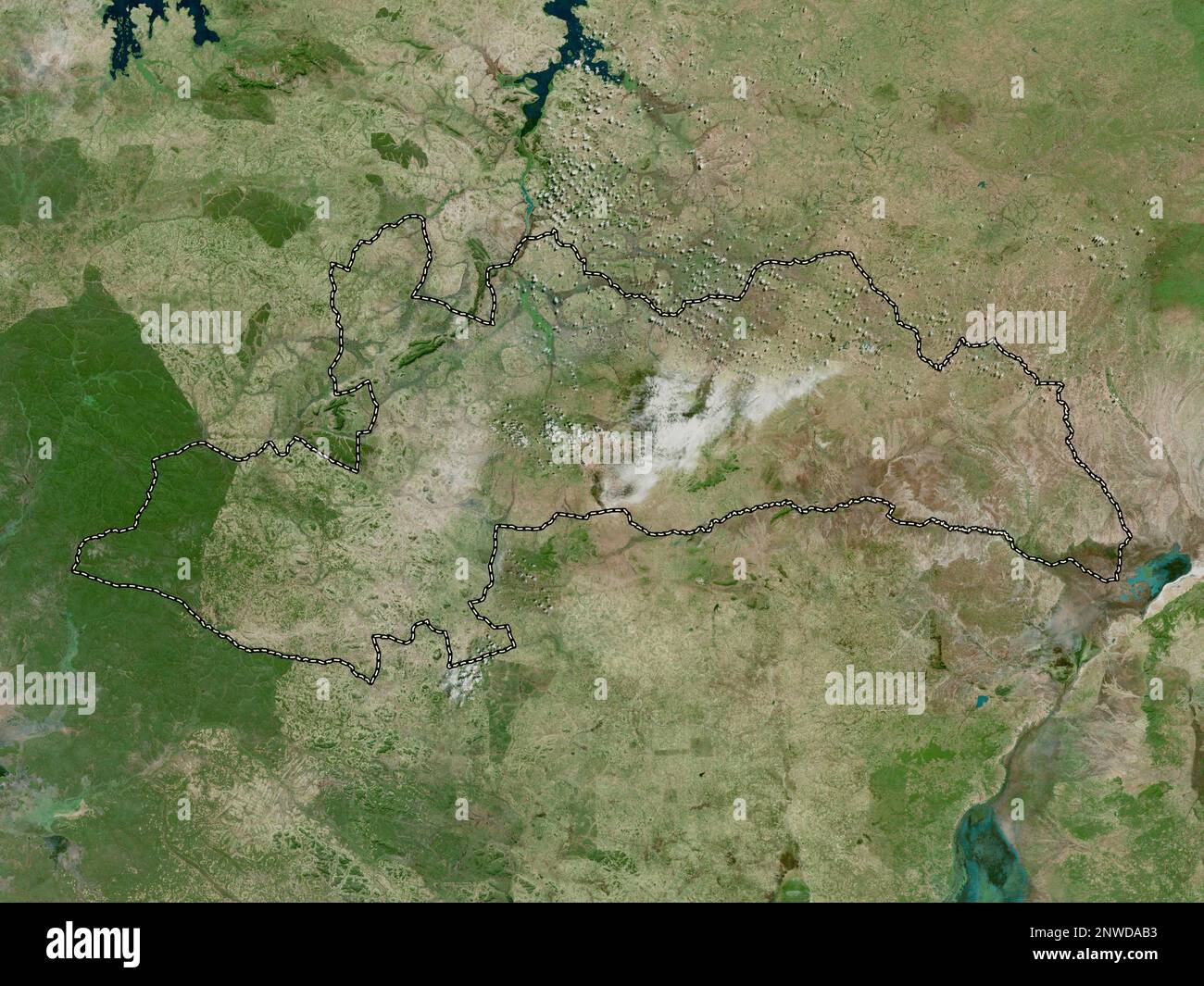 Shinyanga, region of Tanzania. High resolution satellite map Stock ...