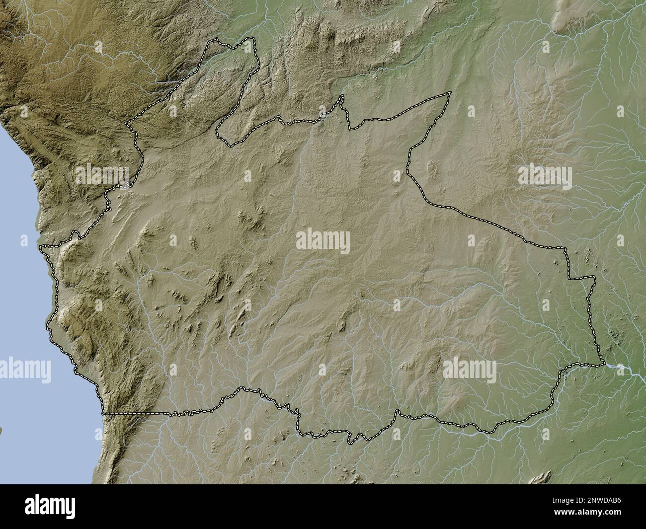 Ruvuma, region of Tanzania. Elevation map colored in wiki style with ...