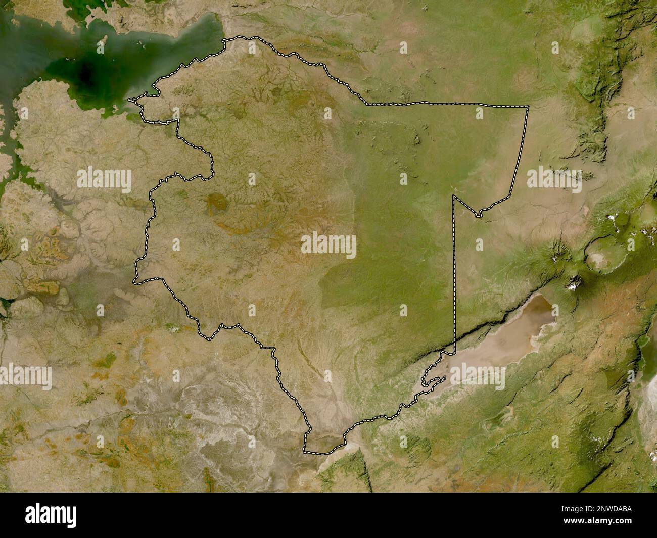 Simiyu, region of Tanzania. Low resolution satellite map Stock Photo ...