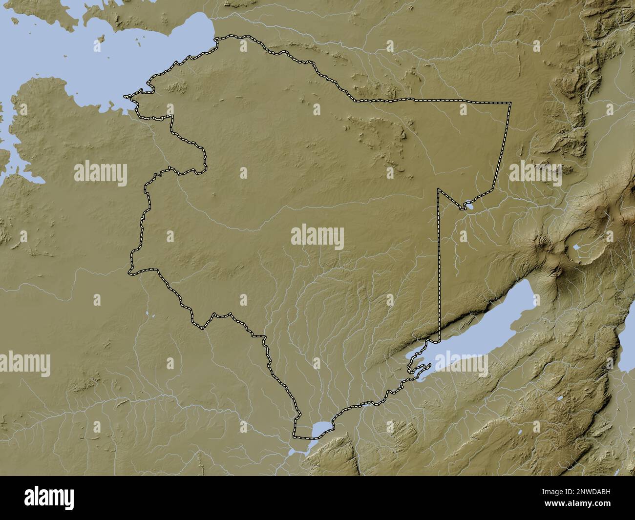 Simiyu, region of Tanzania. Elevation map colored in wiki style with ...