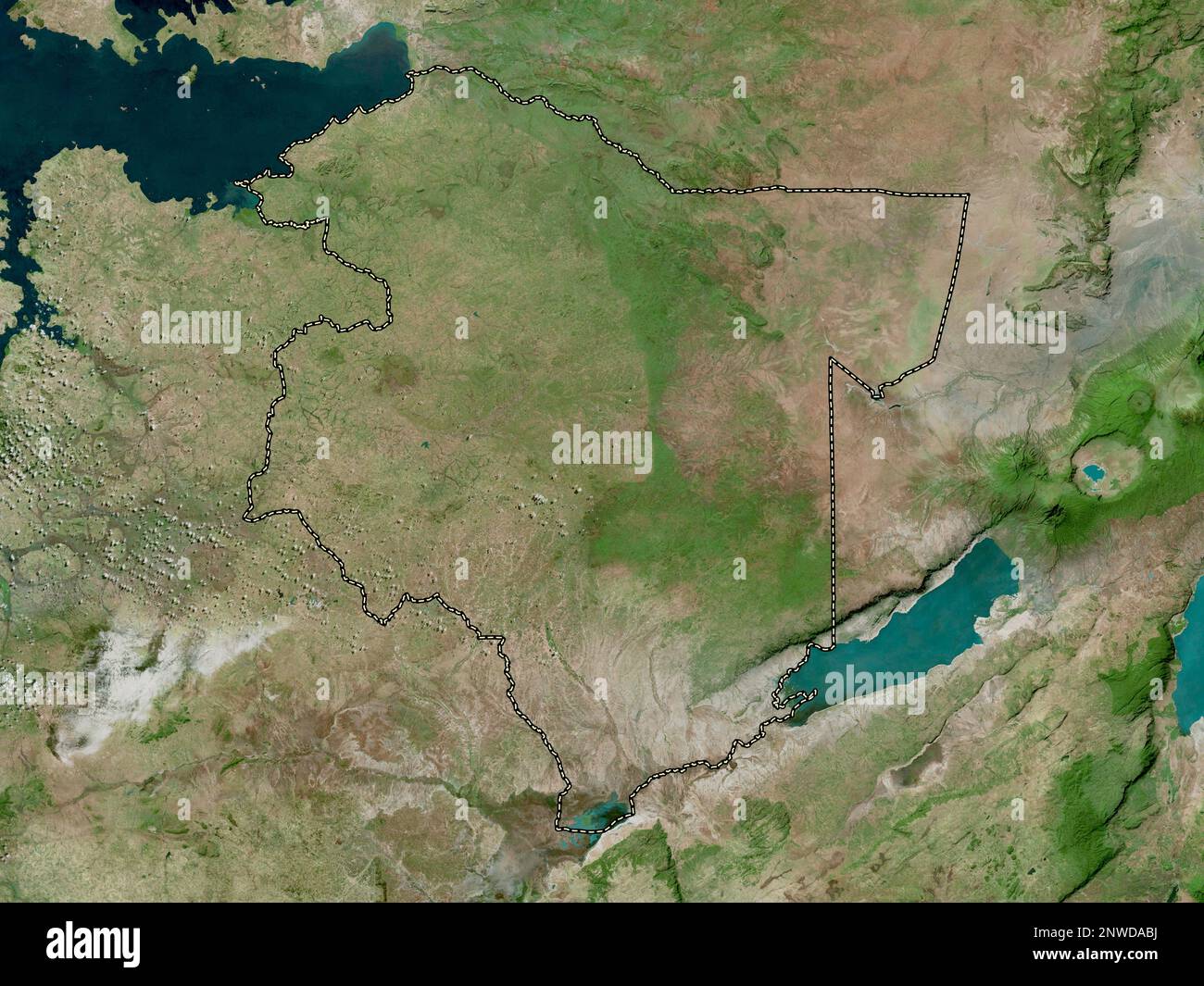 Simiyu, region of Tanzania. High resolution satellite map Stock Photo ...