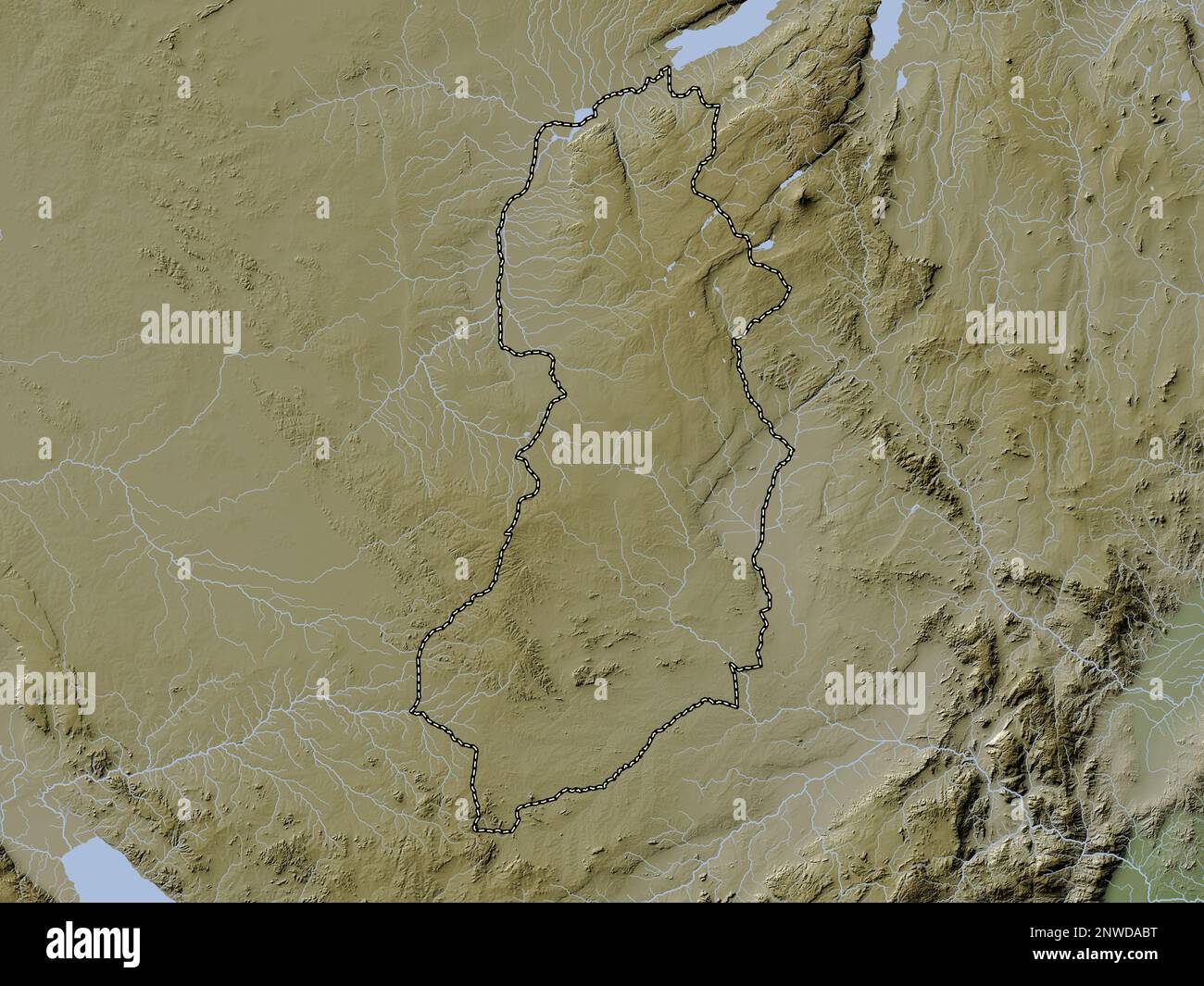 Singida, region of Tanzania. Elevation map colored in wiki style with ...