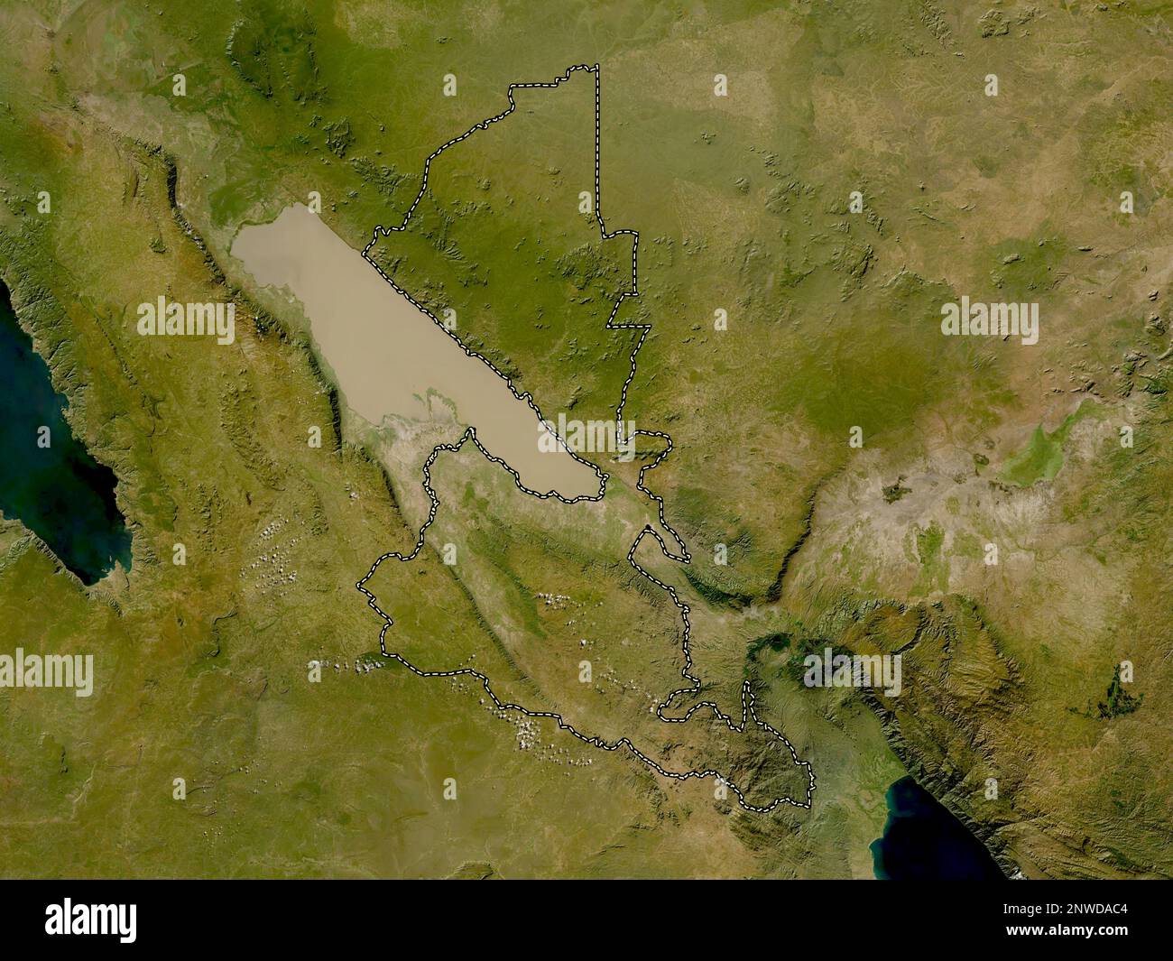 Songwe, region of Tanzania. Low resolution satellite map Stock Photo ...