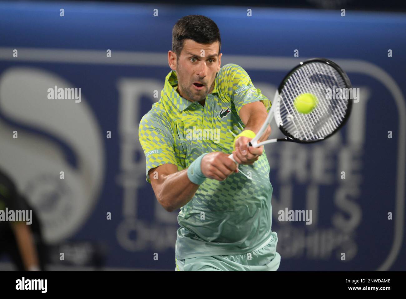 DUBAI, UAE, 28th February 2023. Action from the 1st round match of the ...