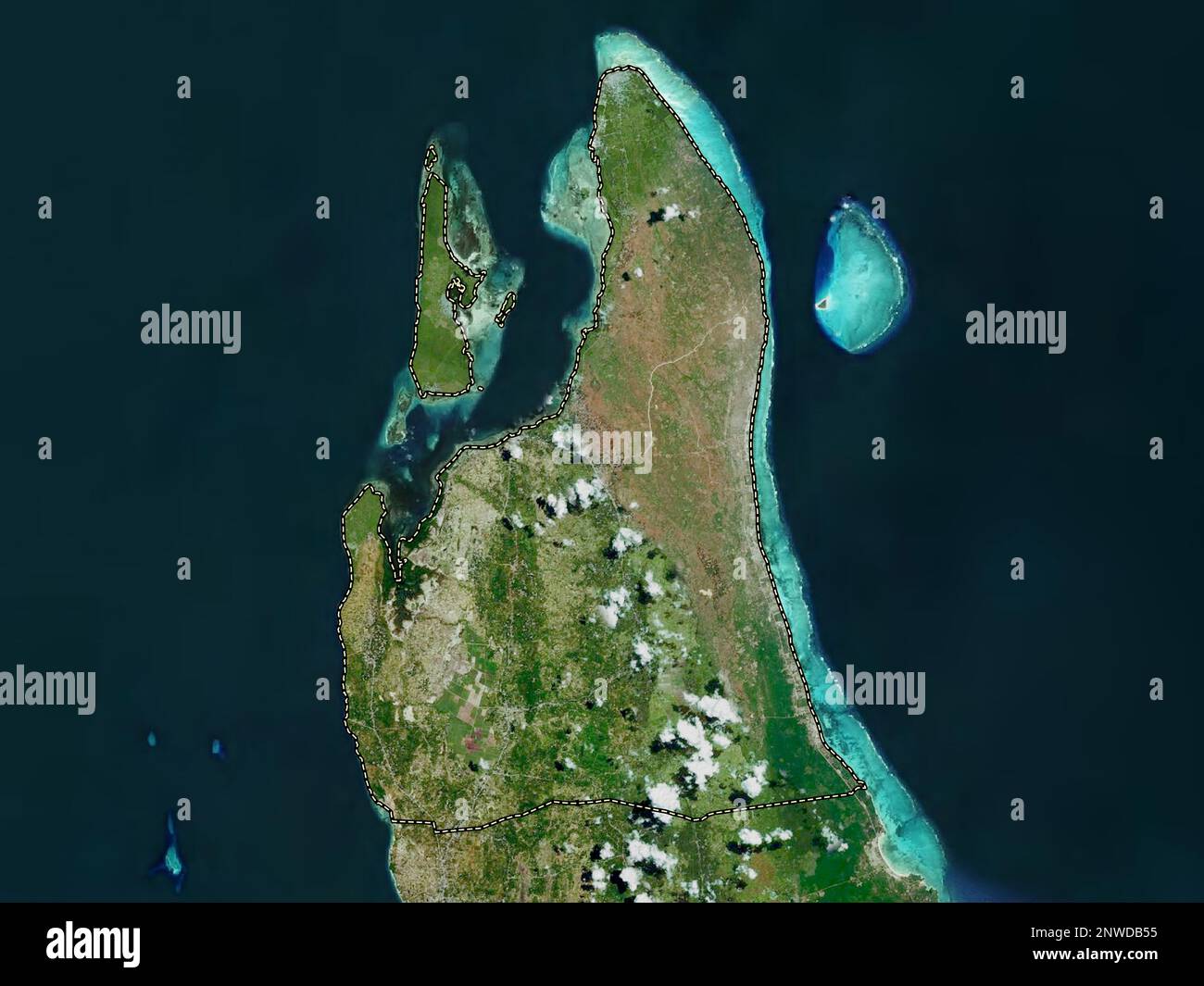 Zanzibar North, region of Tanzania. High resolution satellite map Stock ...