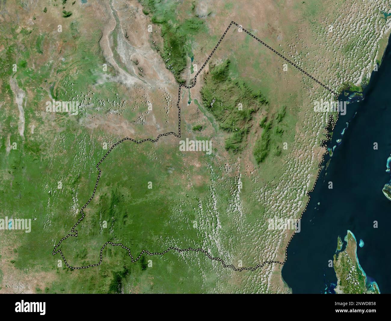 Tanga, region of Tanzania. High resolution satellite map Stock Photo ...