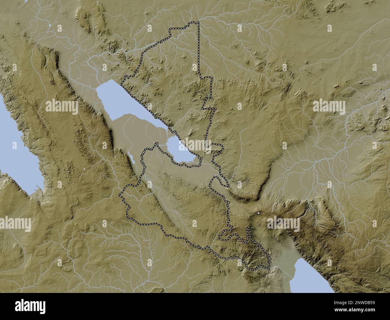Songwe, region of Tanzania. Elevation map colored in wiki style with ...