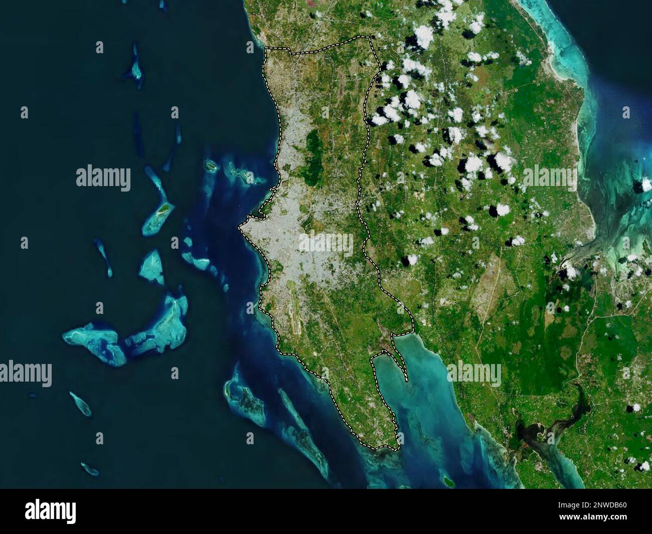 Zanzibar West, region of Tanzania. High resolution satellite map Stock ...
