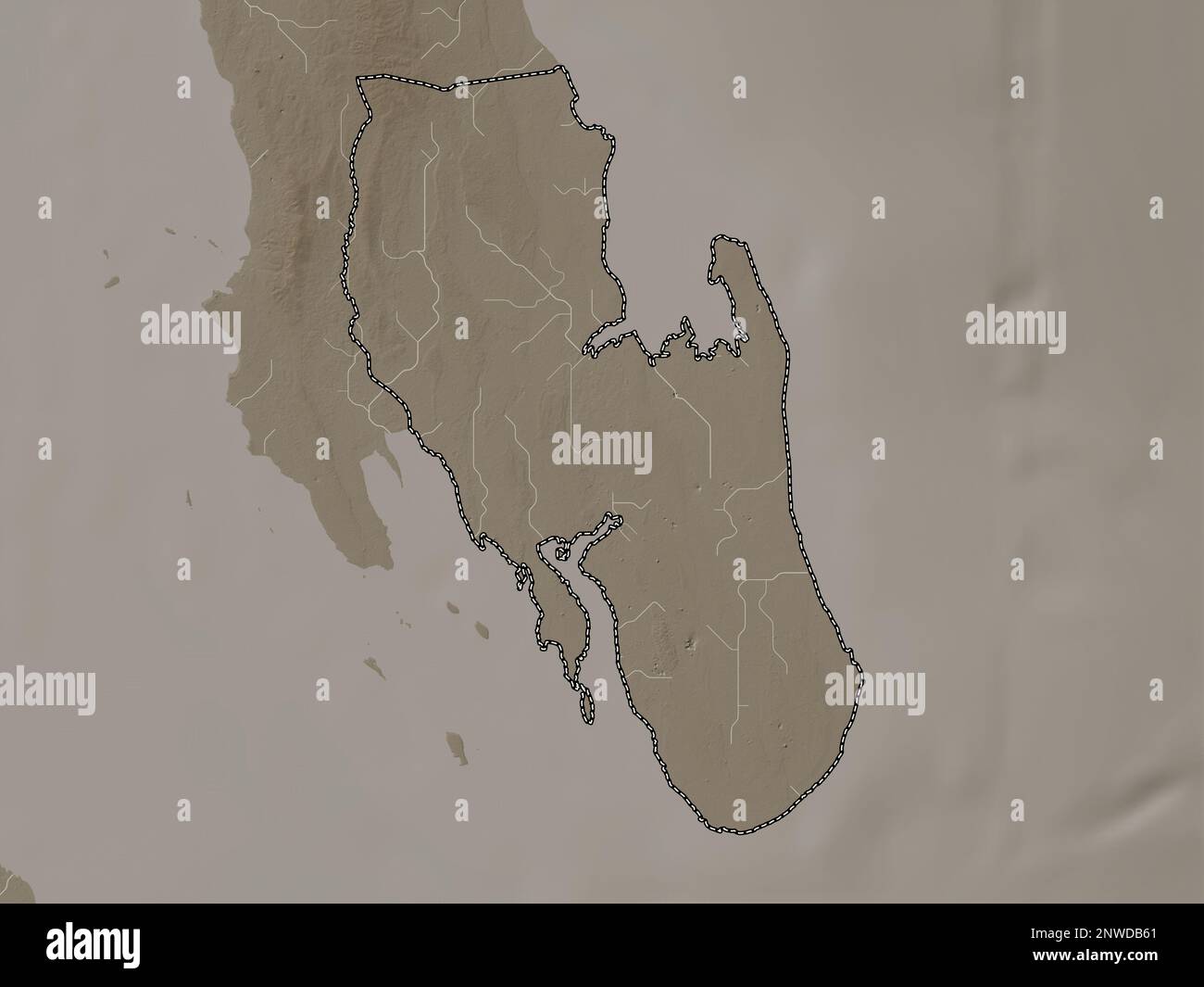 Zanzibar South and Central, region of Tanzania. Elevation map colored ...