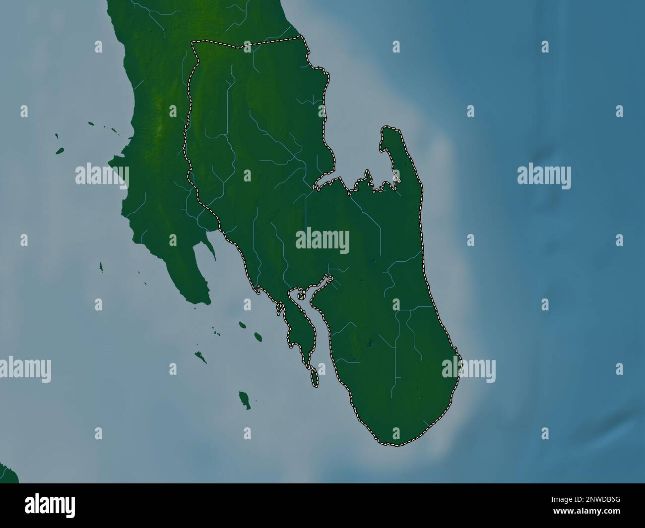 Zanzibar South and Central, region of Tanzania. Colored elevation map ...