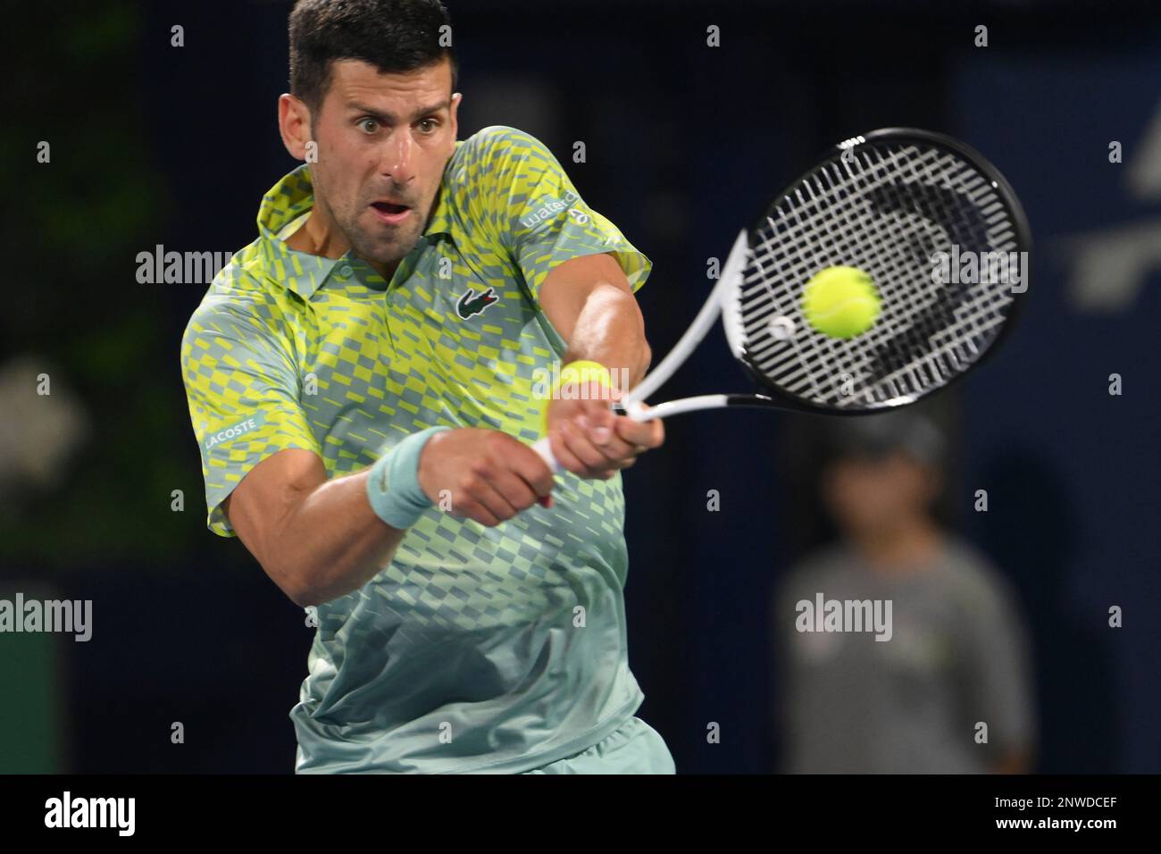 DUBAI, UAE, 28th February 2023. Action from the 1st round match of the ...