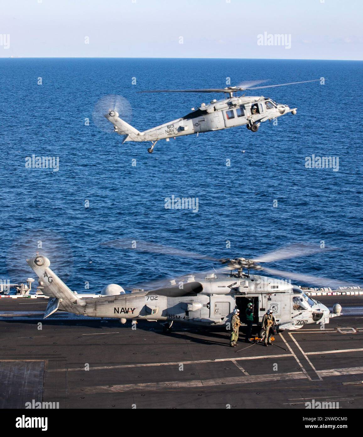 230107-N-EL850-3150 IONIAN SEA (Jan. 7, 2023) An MH-60S Nighthawk ...