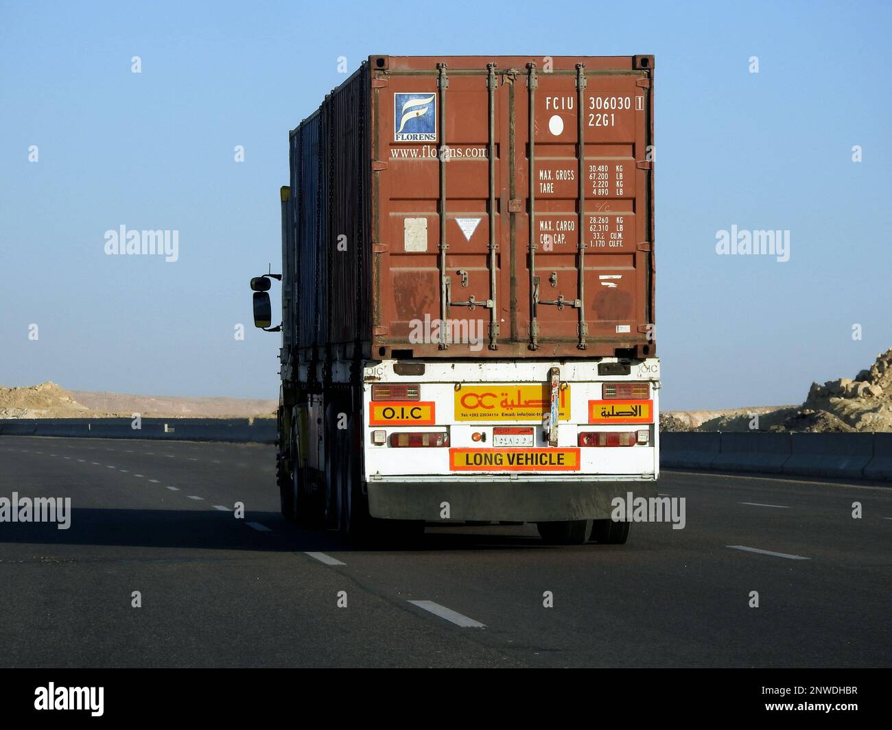 Giza, Egypt, January 26 2023: flatbed truck big vehicle with a steel ...