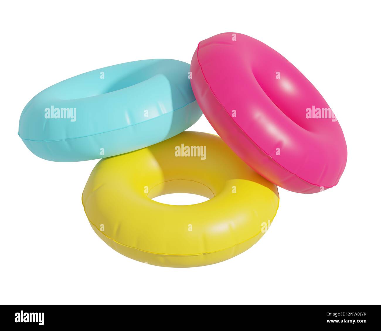Inflatable swim tubes in isolated background, 3d rendering. Swimming ...