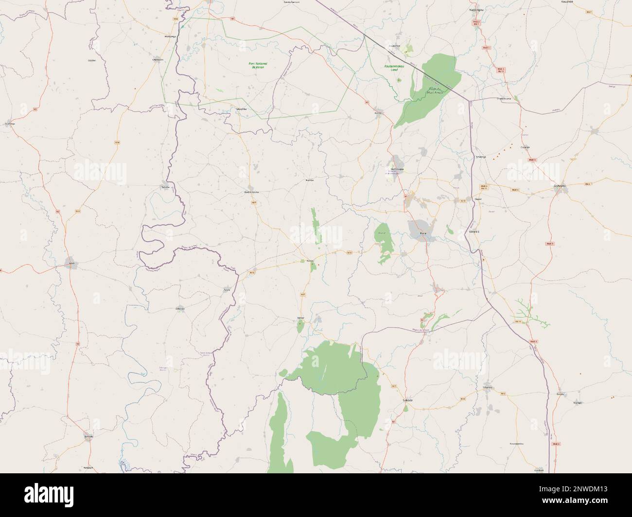 Kara, region of Togo. Open Street Map Stock Photo - Alamy