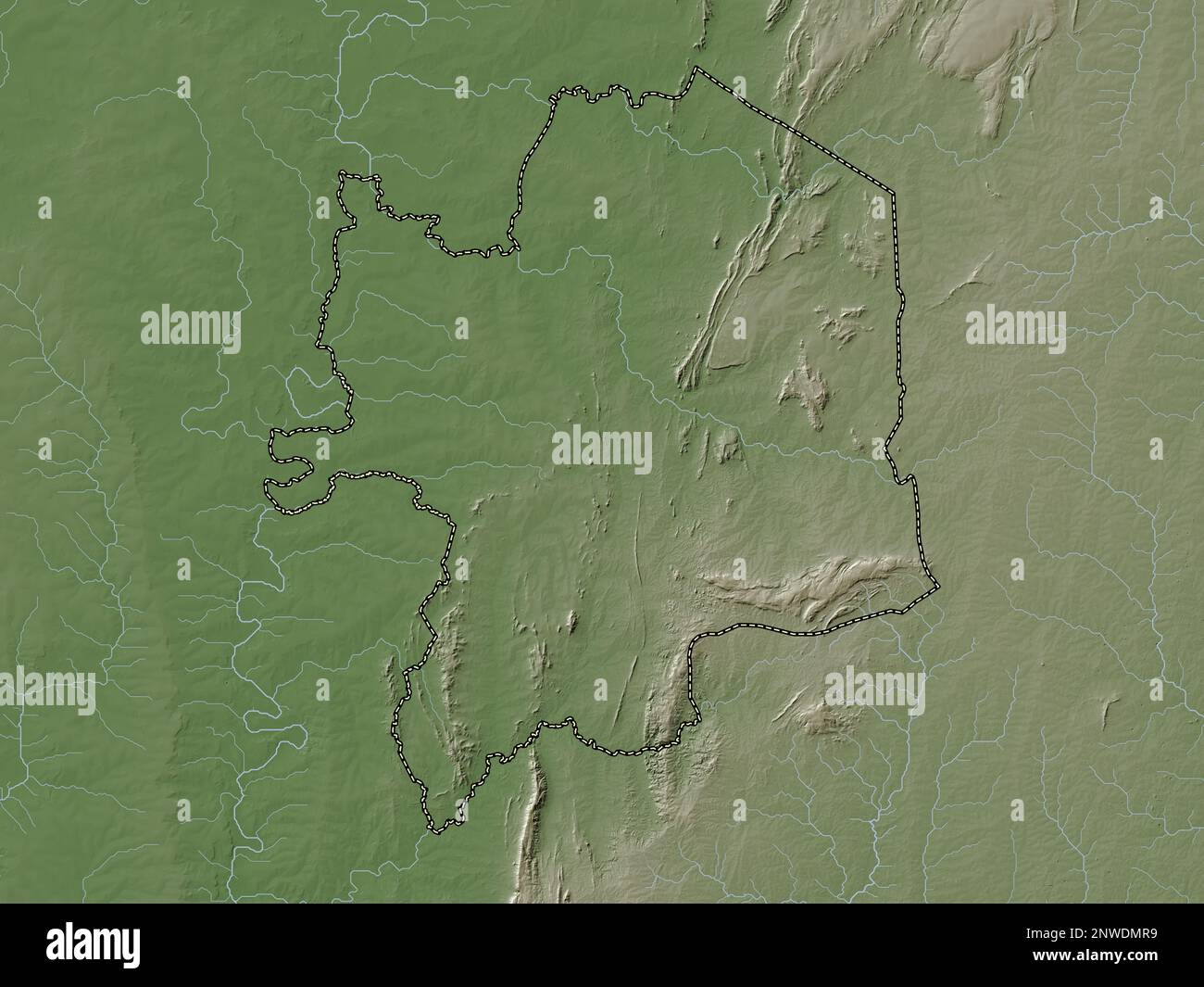 Kara, region of Togo. Elevation map colored in wiki style with lakes ...