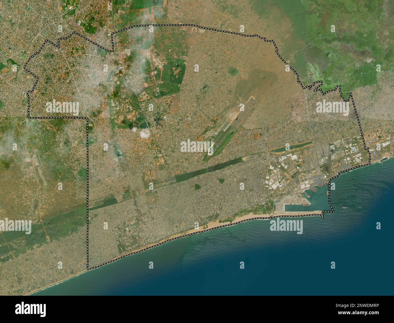 Lome, capital city of Togo. High resolution satellite map Stock Photo ...