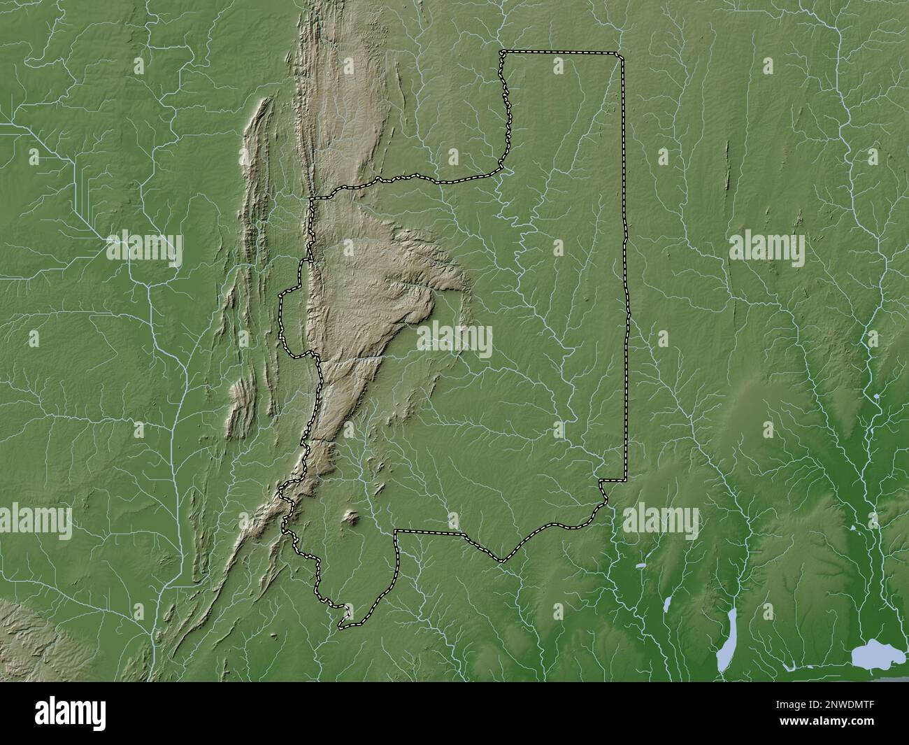 Plateaux, region of Togo. Elevation map colored in wiki style with lakes and rivers Stock Photo ...