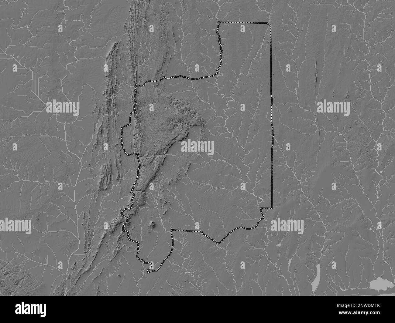 Plateaux, region of Togo. Bilevel elevation map with lakes and rivers ...