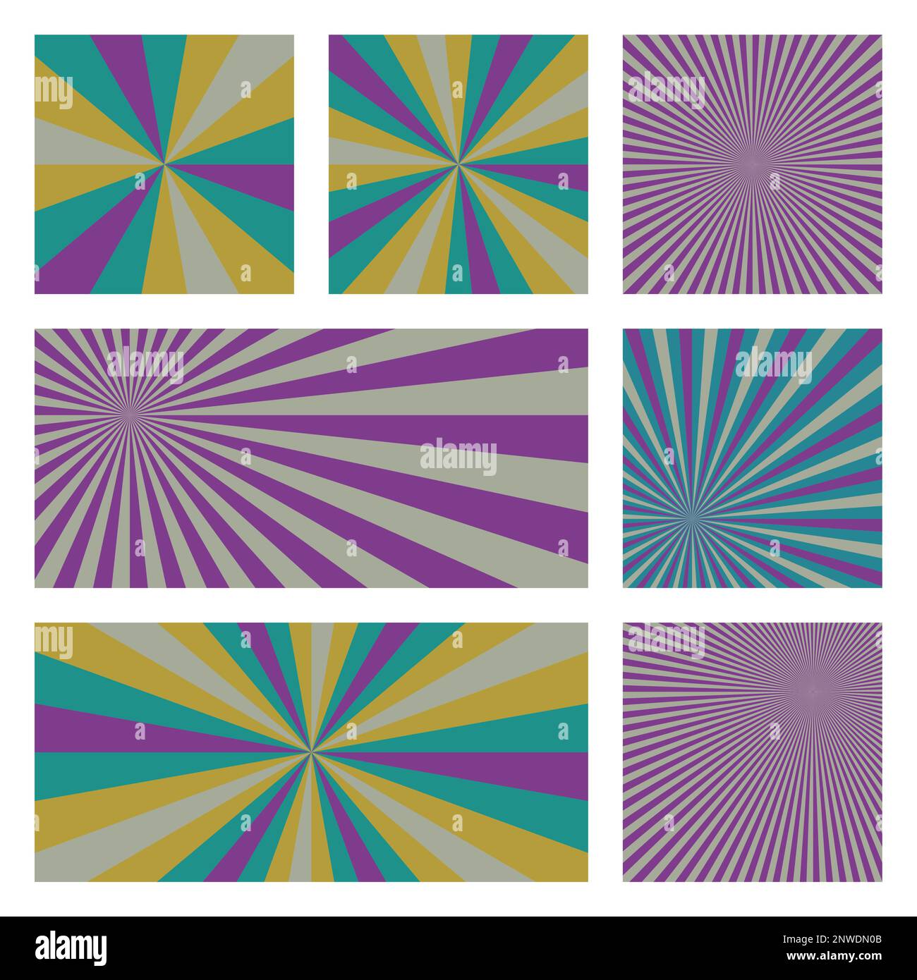 Amazing sunburst background collection. Abstract covers with radial ...