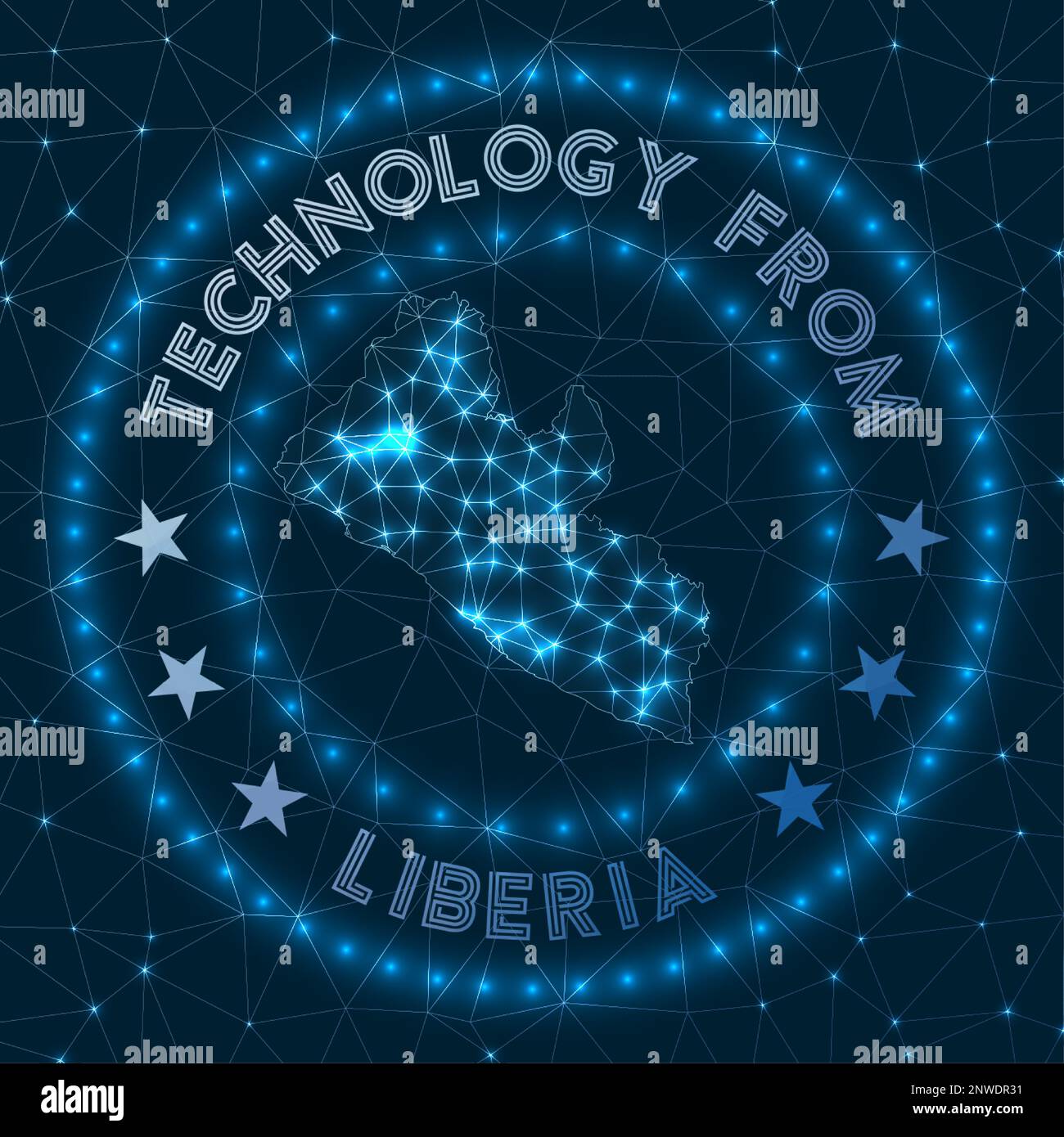 Technology From Liberia. Futuristic geometric badge of the country ...