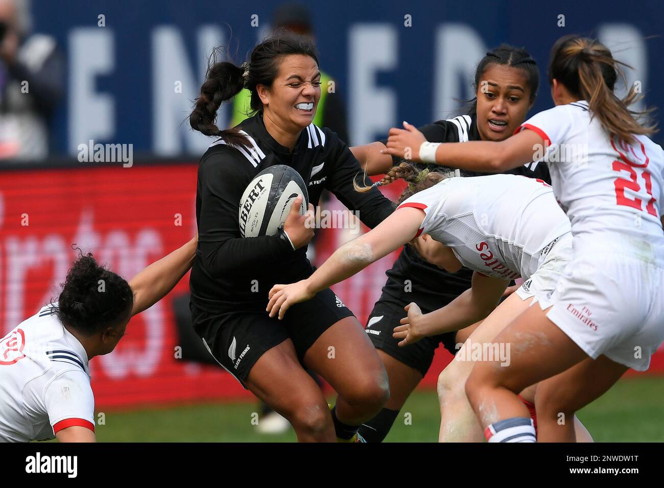CHICAGO, IL - NOVEMBER 03: Black Ferns Stacey Waaka (13) battles with ...