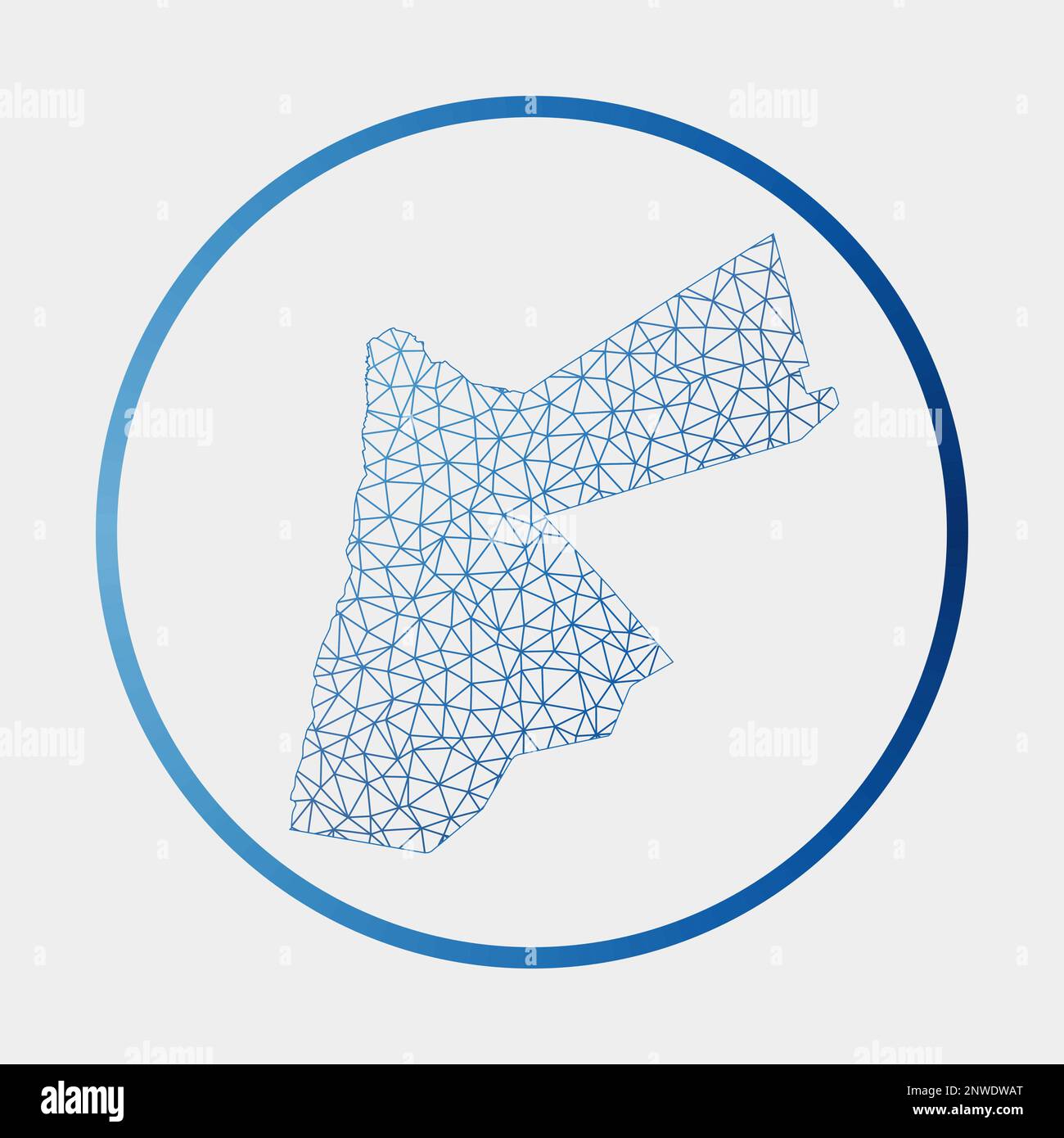 Jordan icon. Network map of the country. Round Jordan sign with ...