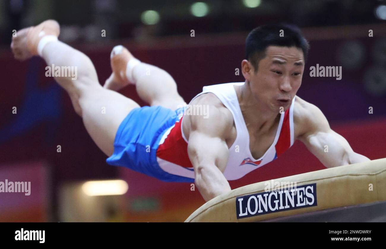 North Korea's Ri Se Gwang performs during Men's Vault Finals of FIG ...