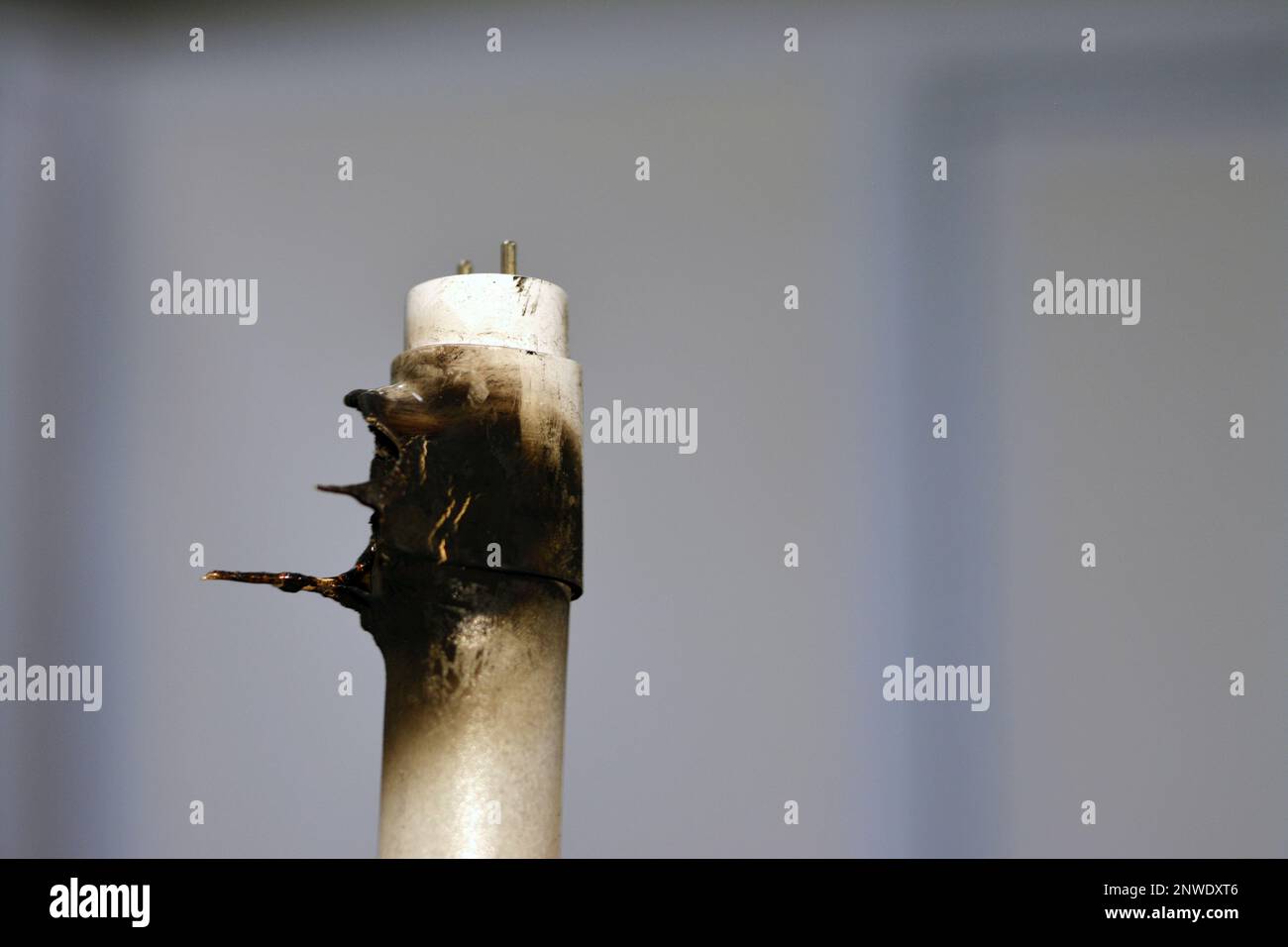 Substandard materials of ledtube a led tube light neon lamp, a burnt ...