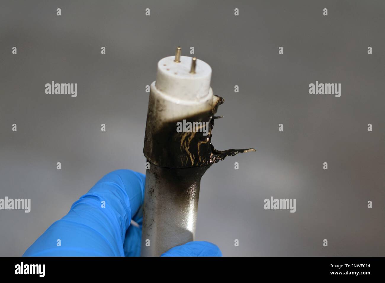 Substandard materials of ledtube a led tube light neon lamp, a burnt ...