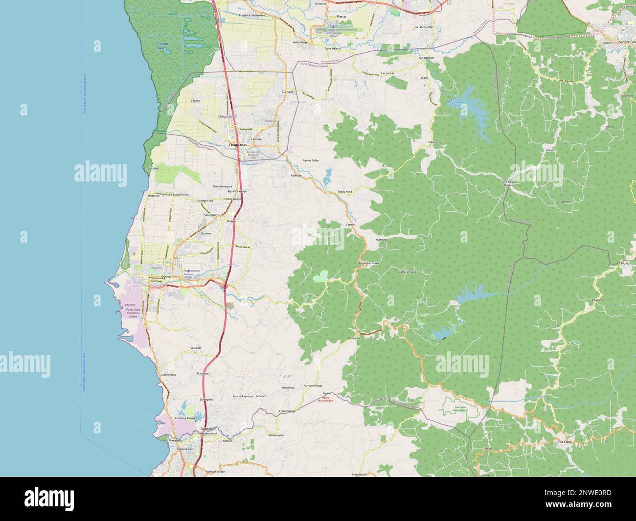 Couva-Tabaquite-Talparo, region of Trinidad and Tobago. Open Street Map ...