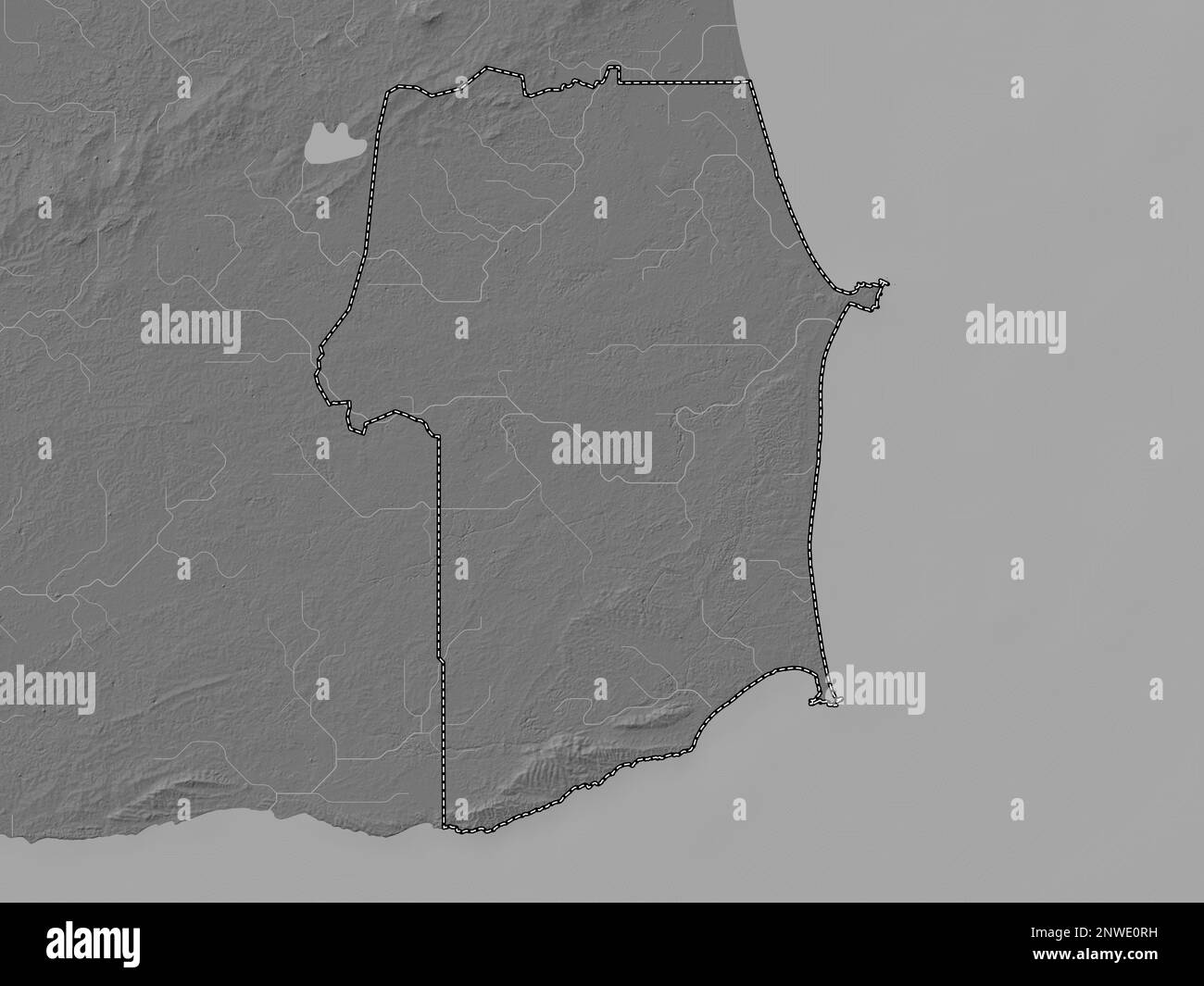 Rio Claro Mayaro, region of Trinidad and Tobago. Bilevel elevation map ...