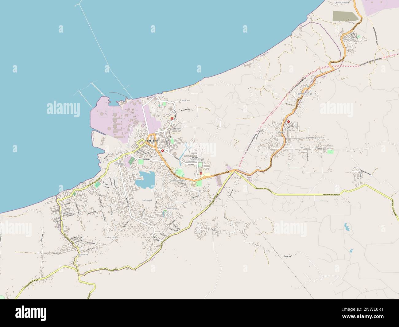Point Fortin, borough of Trinidad and Tobago. Open Street Map Stock ...