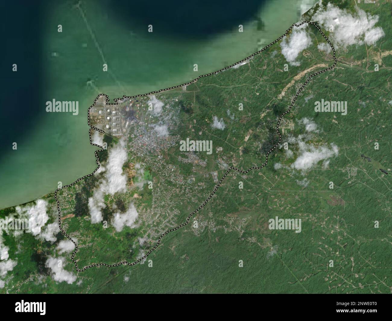 Point Fortin, borough of Trinidad and Tobago. High resolution satellite map Stock Photo - Alamy
