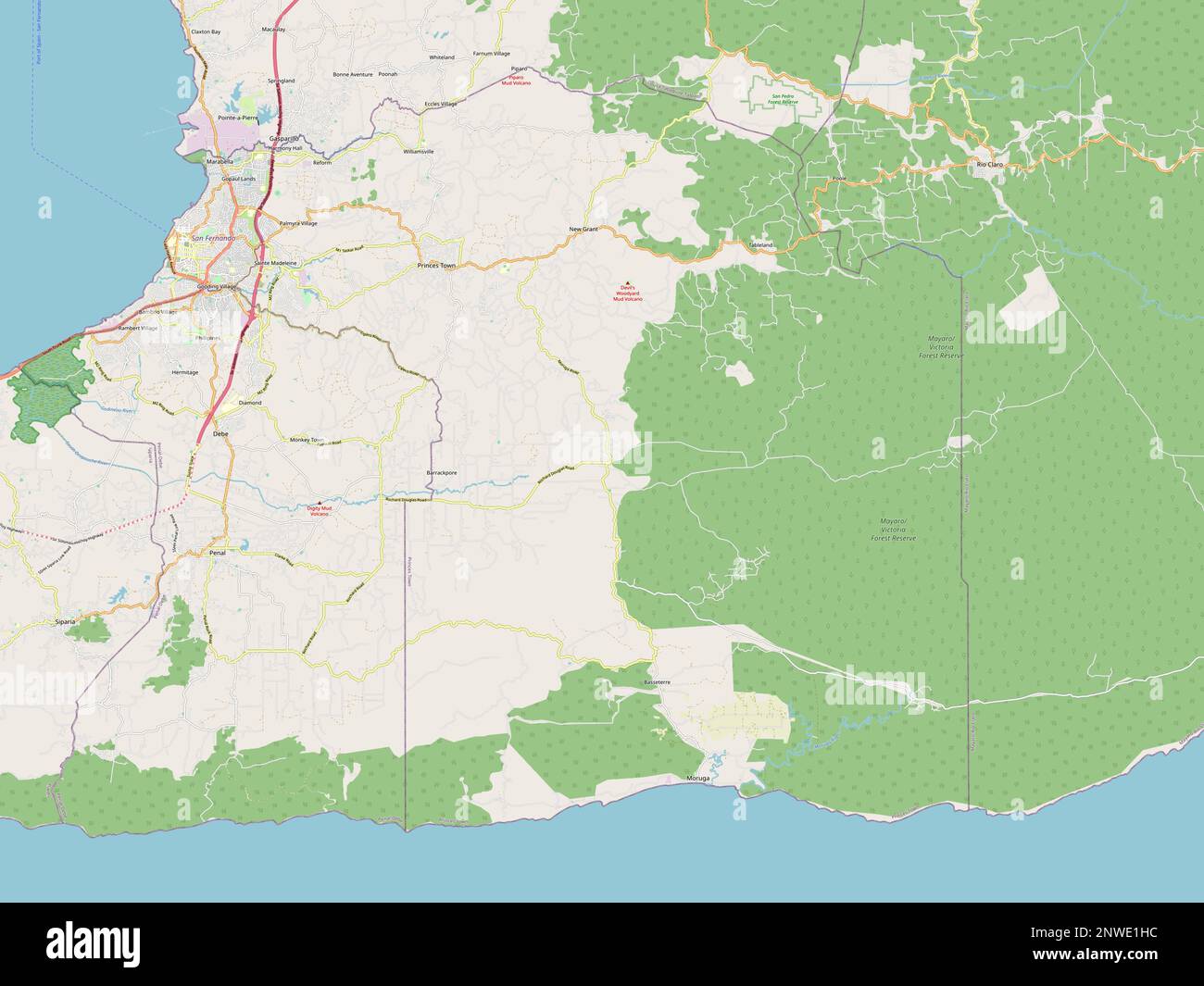 Princes Town, region of Trinidad and Tobago. Open Street Map Stock ...