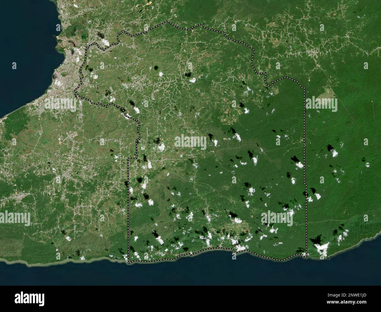 Princes Town, region of Trinidad and Tobago. Low resolution satellite ...