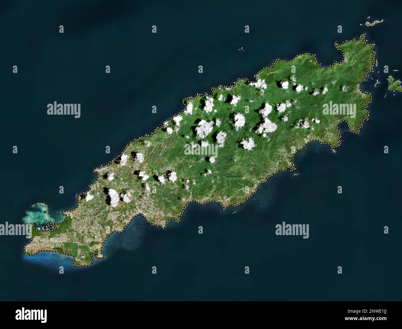 Tobago, region of Trinidad and Tobago. Low resolution satellite map ...
